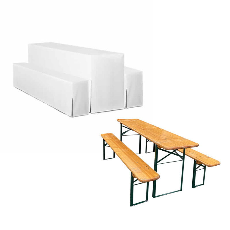 AB 10 STÜCK: Bierzeltgarnitur mit Husse, weiß - BECKERS Mietklüngel